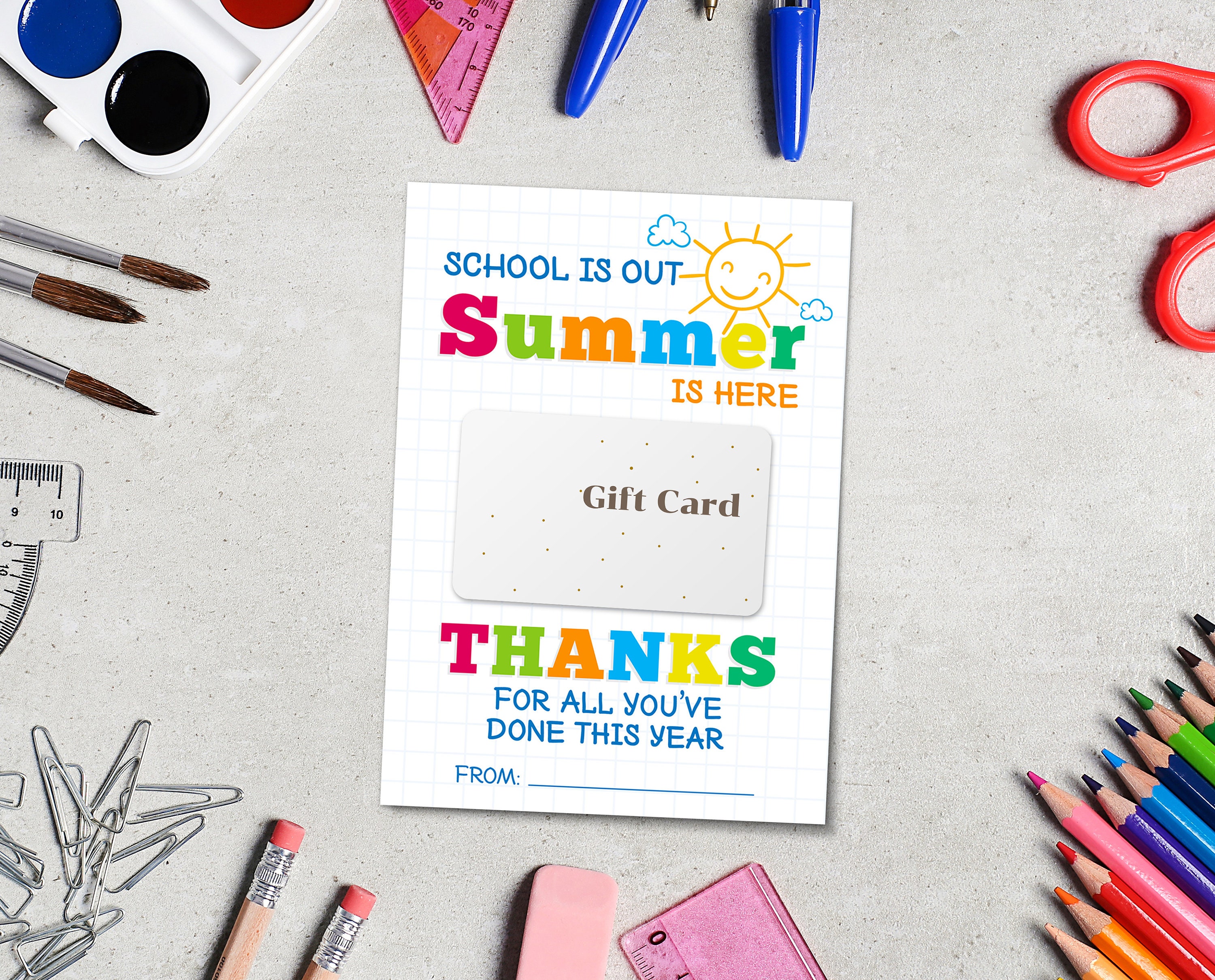 School is Out Summer is Here Gift Card Holder, End of School Gift ...