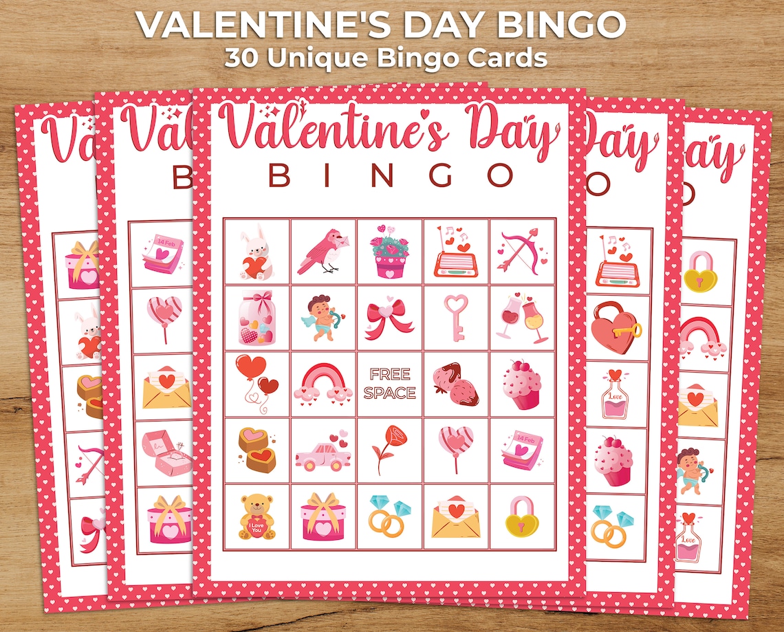 Valentine's Day Bingo Game for Kids and Adults Printable | Etsy