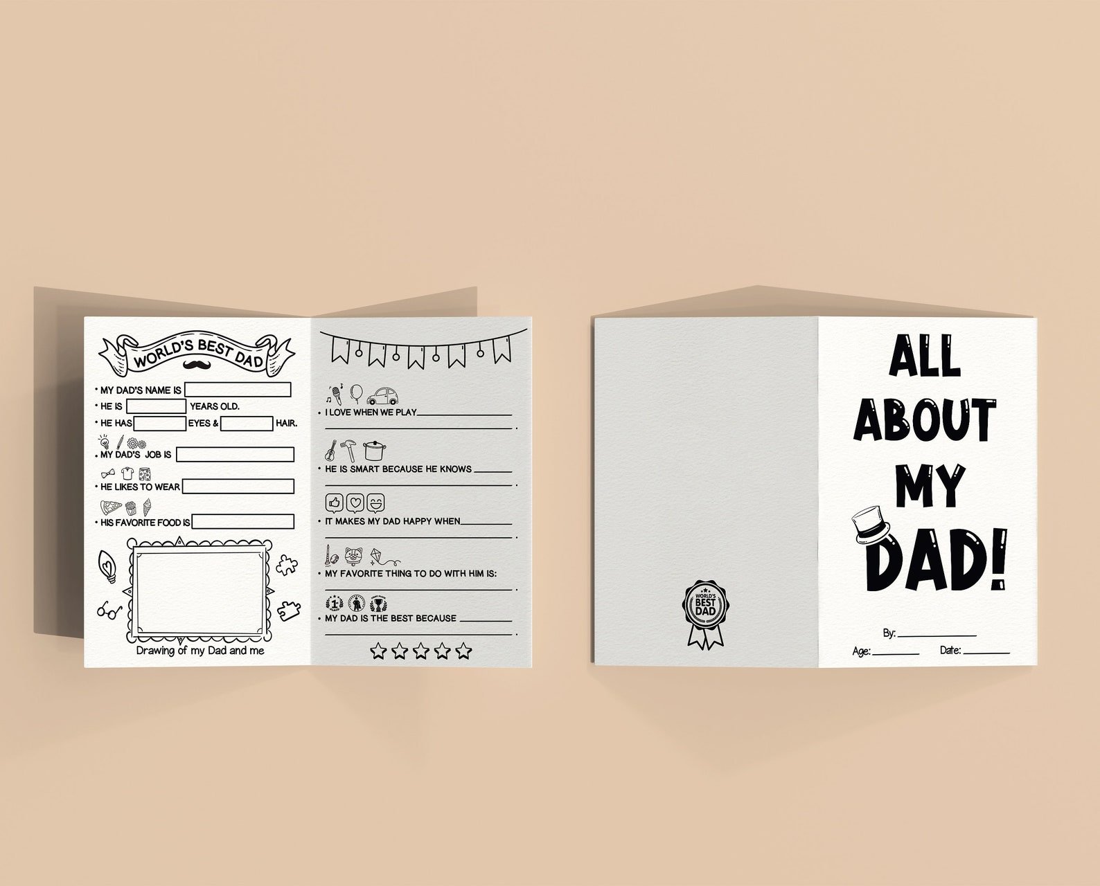 All About Dad Questionnaire Father's Day Fill In Dad - Etsy