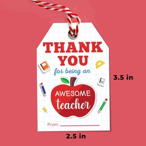 Teacher Appreciation Gift Tag, Teacher Appreciation Week, Teacher Thank ...