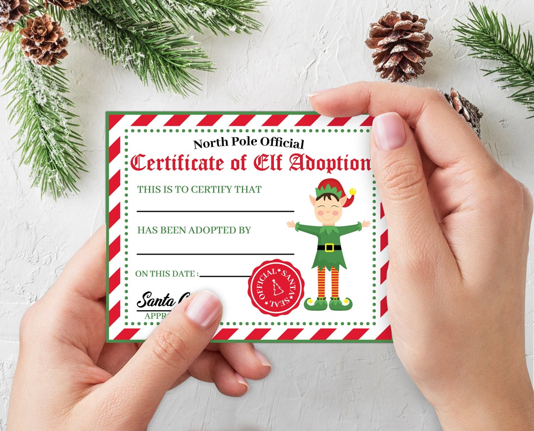 Elf Adoption Certificate, Elf Adoption Letter, Instant Download Elf ...