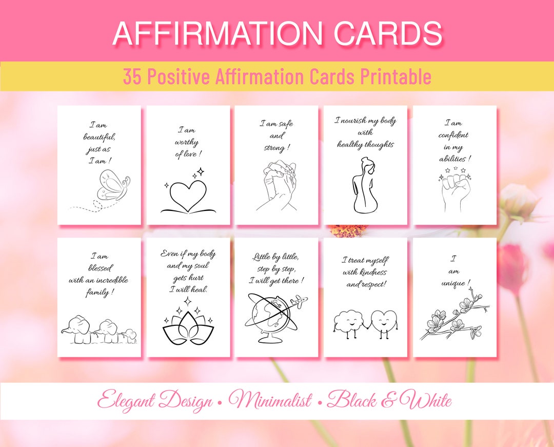 Positive Affirmation Cards, Self-love & Mindfulness (digital Download ...