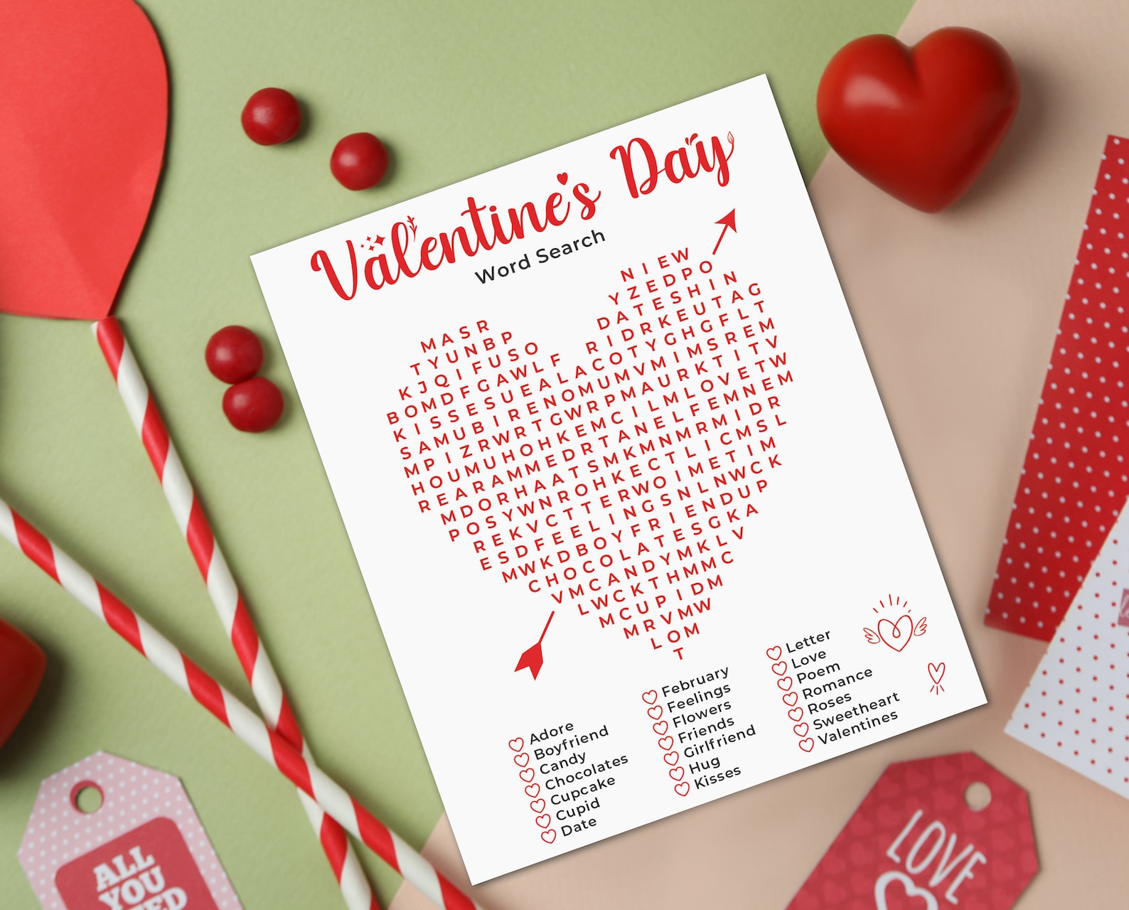 Valentine's Day Word Search Game Printable - Etsy