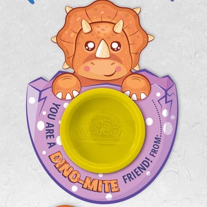 Dino Mite Playdoh Printable Card, Dinosaur Tags, Kids Valentine Cards ...