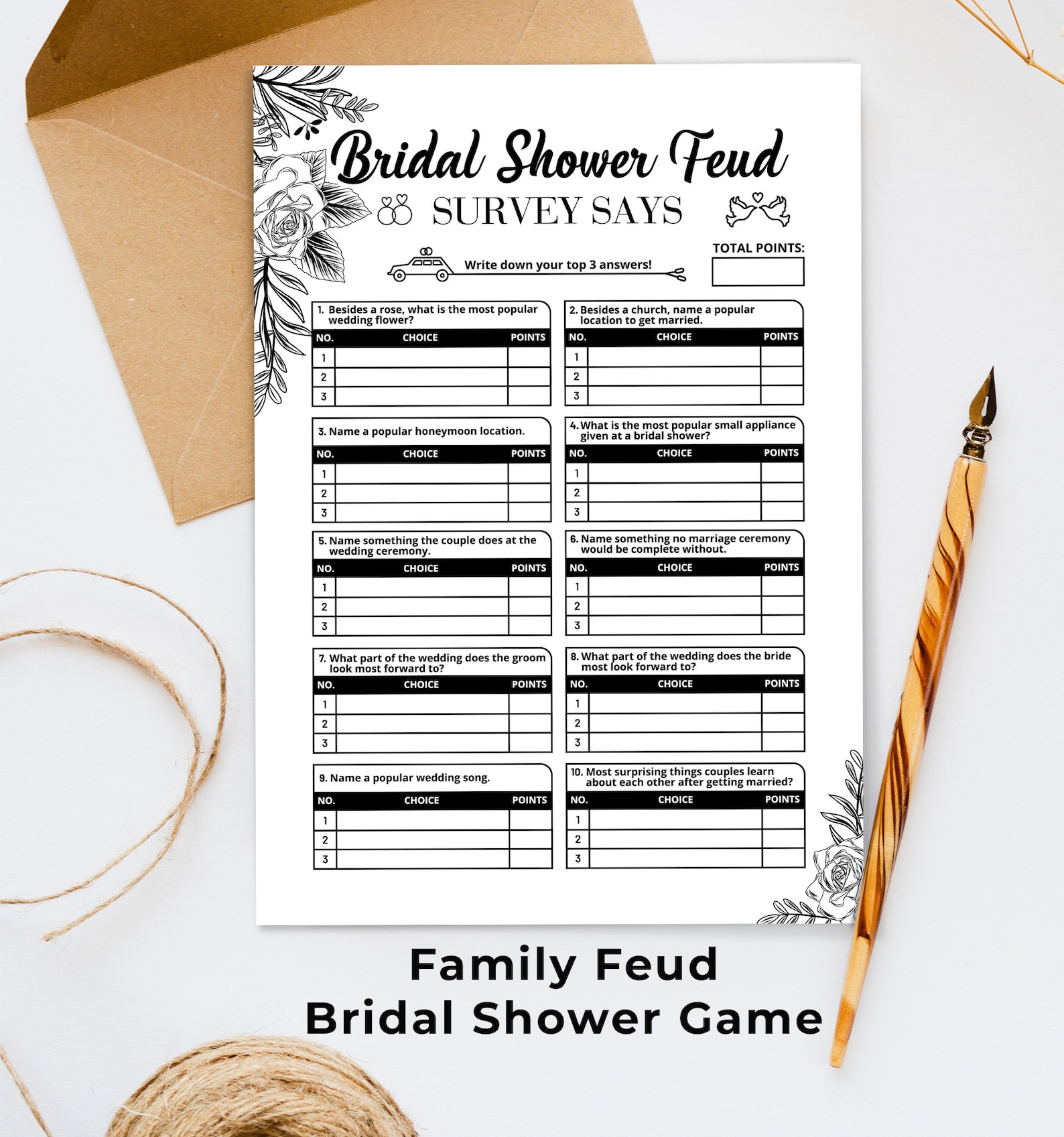 Family Feud Bridal Shower Game, Ladies Game Night (PDF) - Etsy