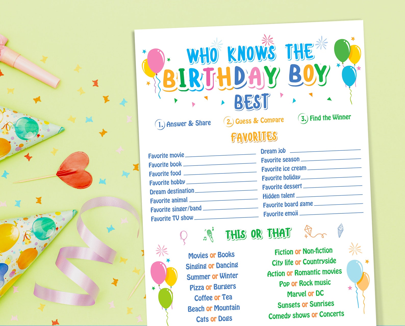 Who Knows the Birthday Boy Best, How Well Do You Know Questionnaire ...