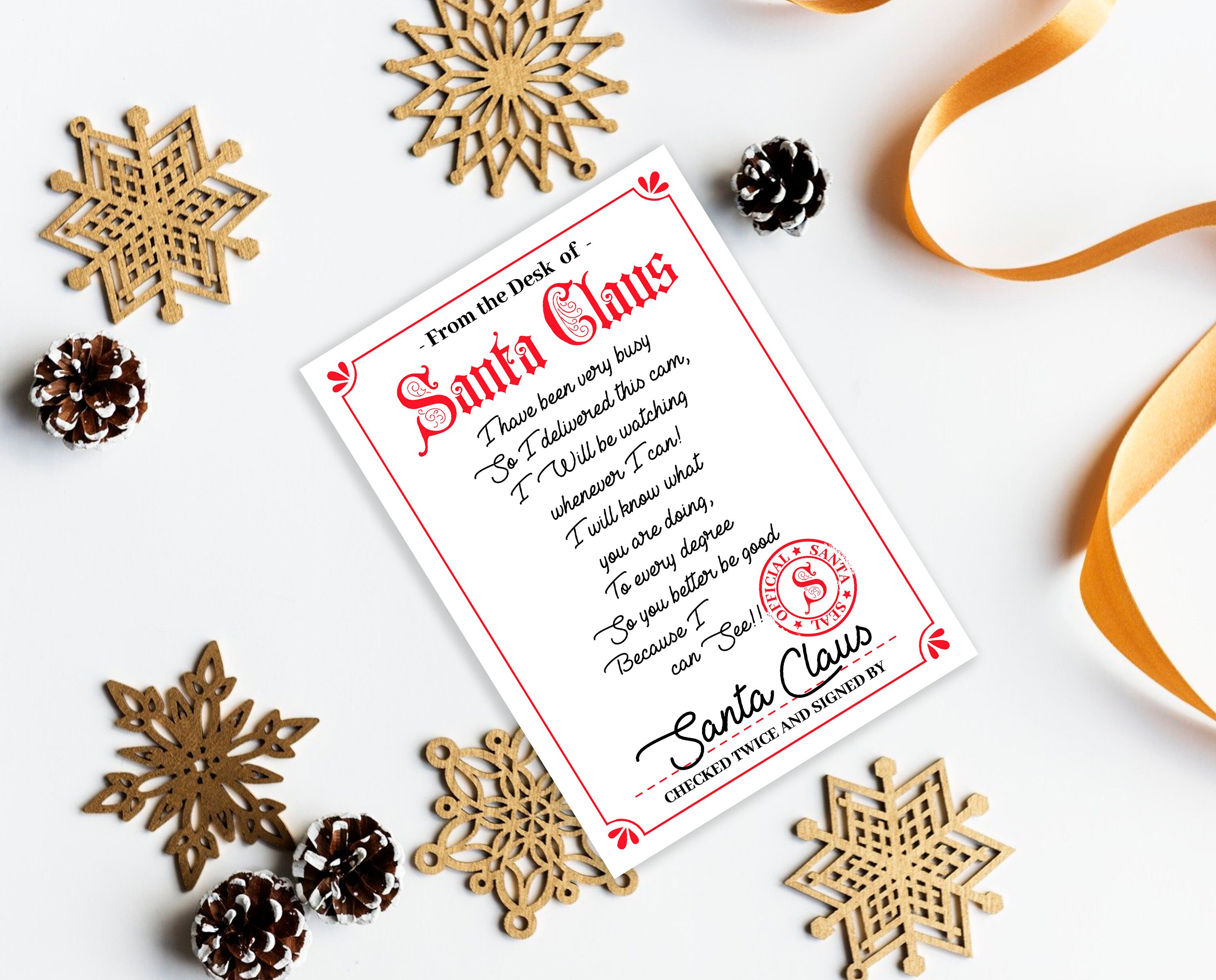 Printable Santa Cam Letter: Personalized Christmas Keepsake (PDF ...