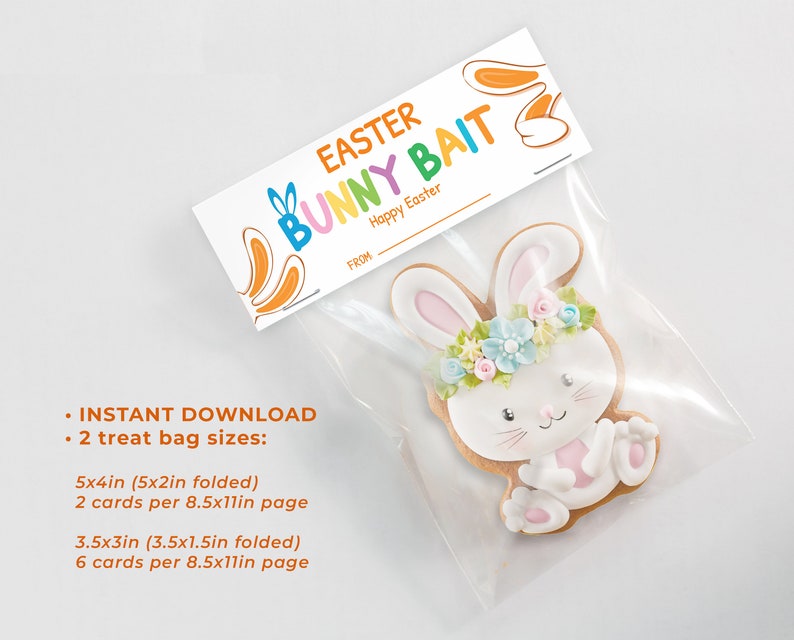 Printable Bunny Bait Gift Tag, Easter Treat Bag Topper (PDF) - Etsy