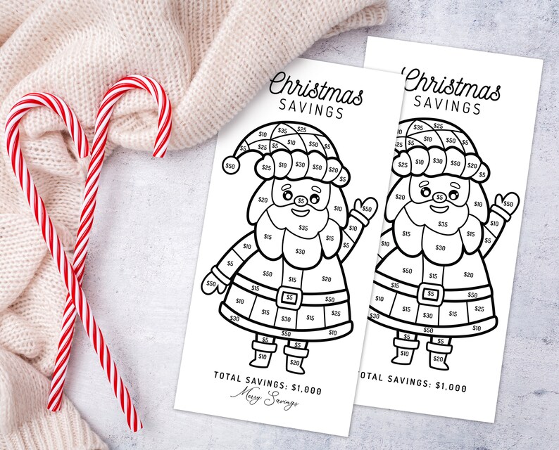 Santa 1000 Dollars Savings Challenge Printable, A6 Christmas Budget ...
