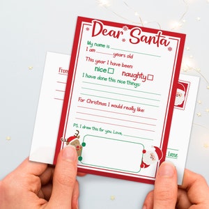 Christmas Wish List Printable Letter to Santa With Envelope - Etsy