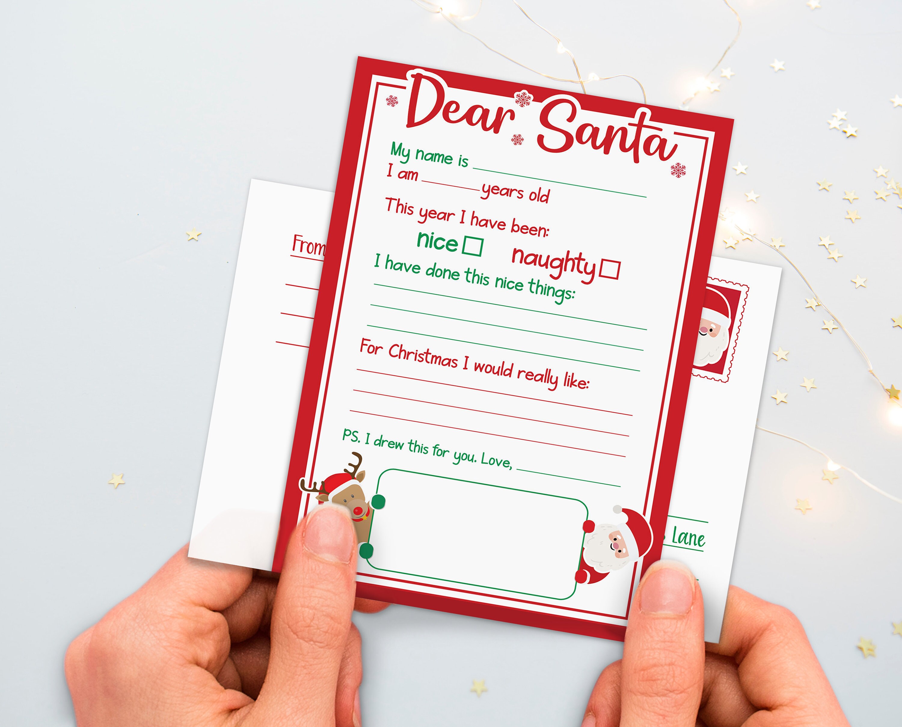 Christmas Wish List Printable: Letter to Santa With Envelope (PDF) - Etsy