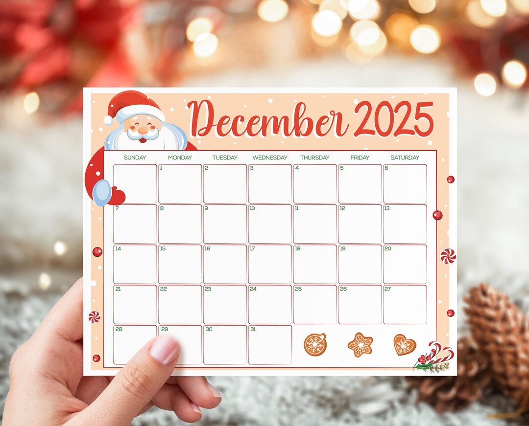 December 2025 Calendar, Fillable Printable Calendar, Christmas Planner ...