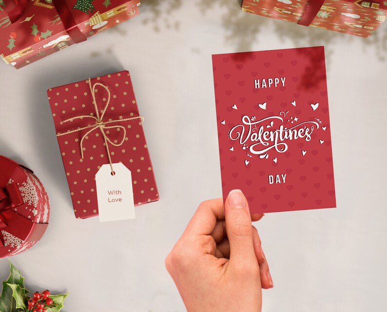 Red Happy Valentine's Day Cards Printable Heart - Etsy