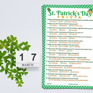 St. Patricks Day Trivia Game, Kids, Teens and Adults Party Games, St ...