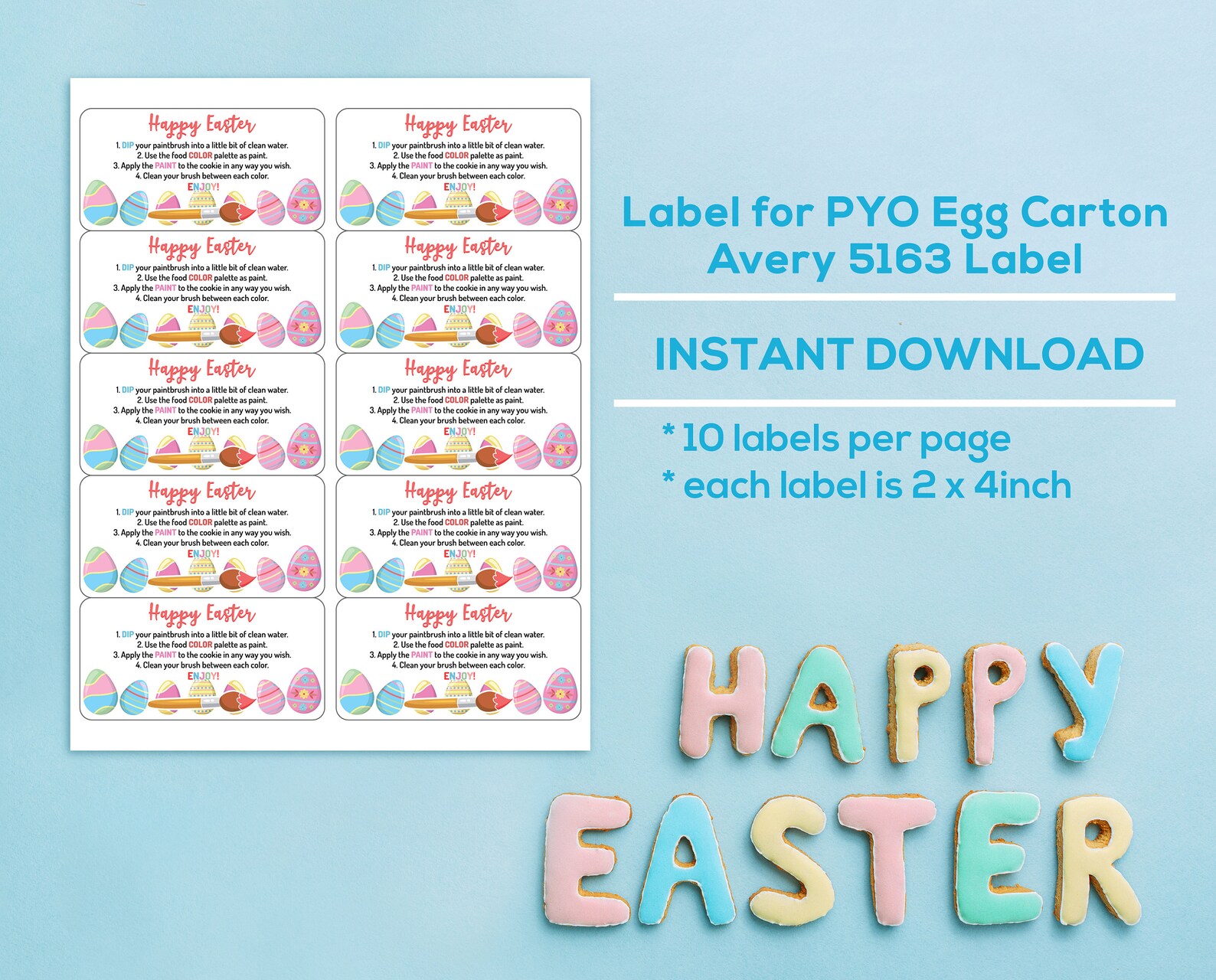 PYO Egg Carton Label Paint Your Own Cookie Easter Egg | Etsy