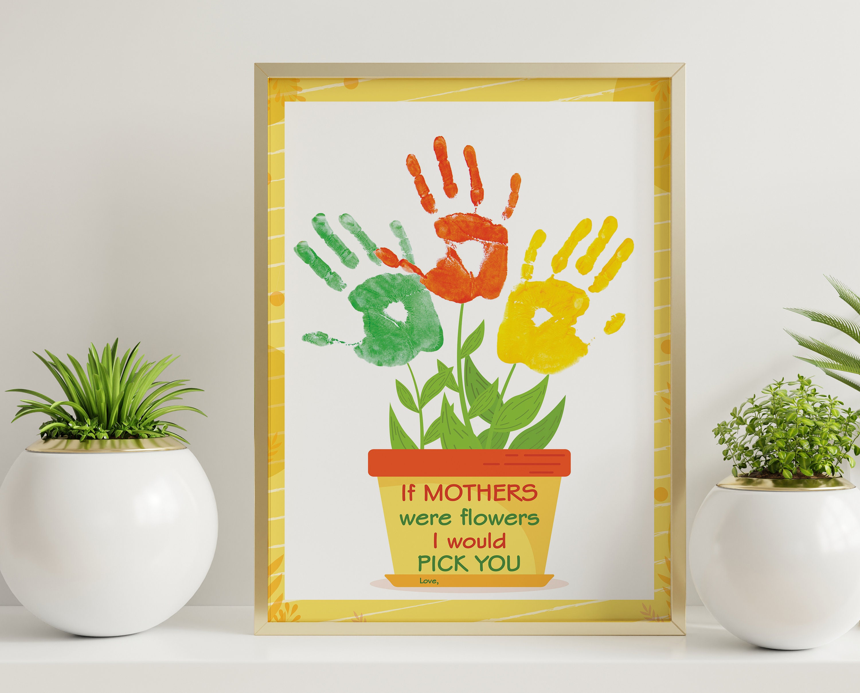 Custom Mothers Day Handprint Art Set Printable Handprint Card - Etsy
