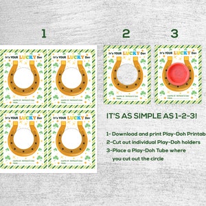 St. Patrick's Day Playdoh Cards, Printable Class St Patricks Day Play ...