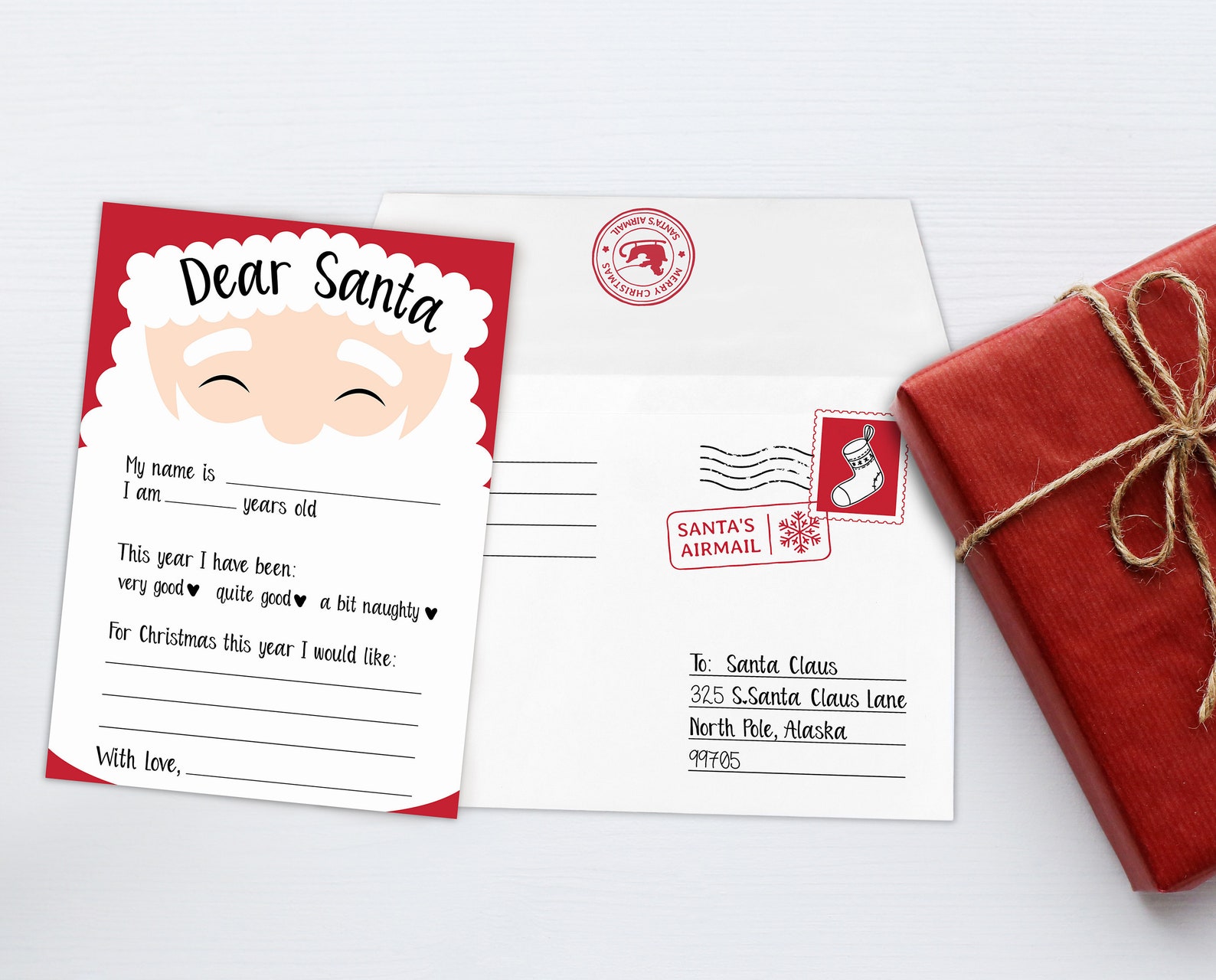 Letter to Santa With Envelope Christmas Wish List Printable - Etsy