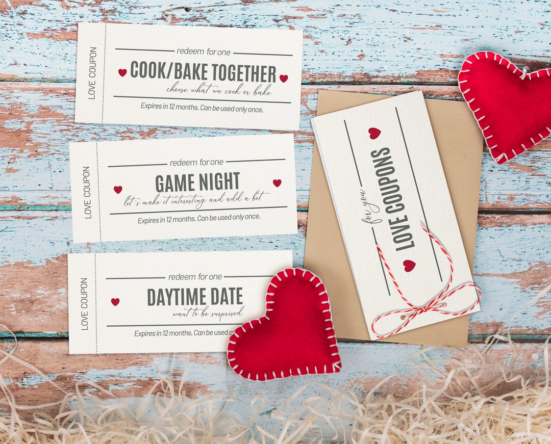 Printable Love Coupons, Romantic Gift, DIY Vouchers (PDF) - Etsy