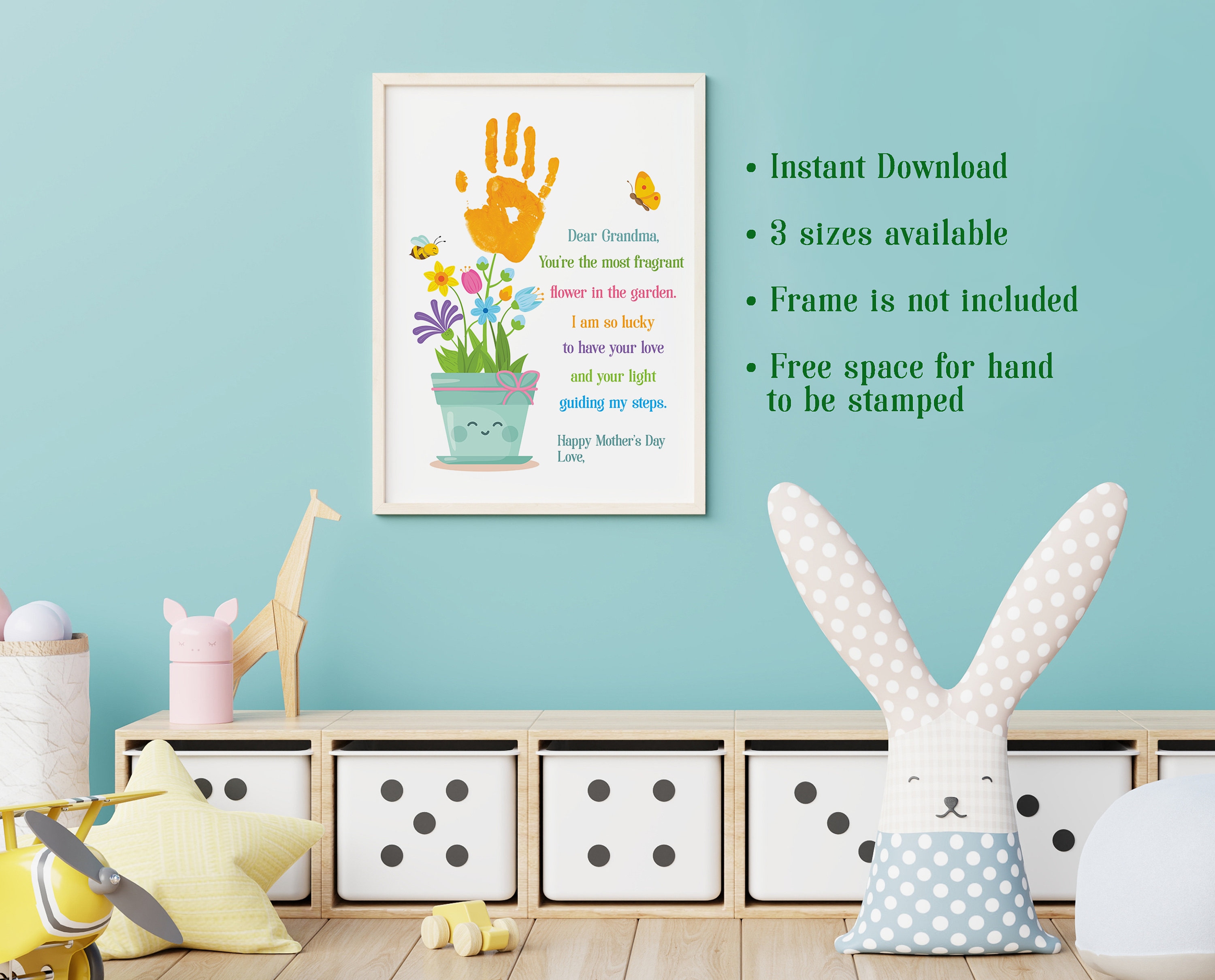 Grandma Gift Mothers Day DIY Kids Handprint Art Gift for - Etsy