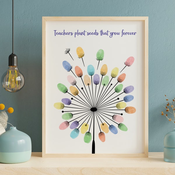 Teacher Fingerprint Art - Etsy