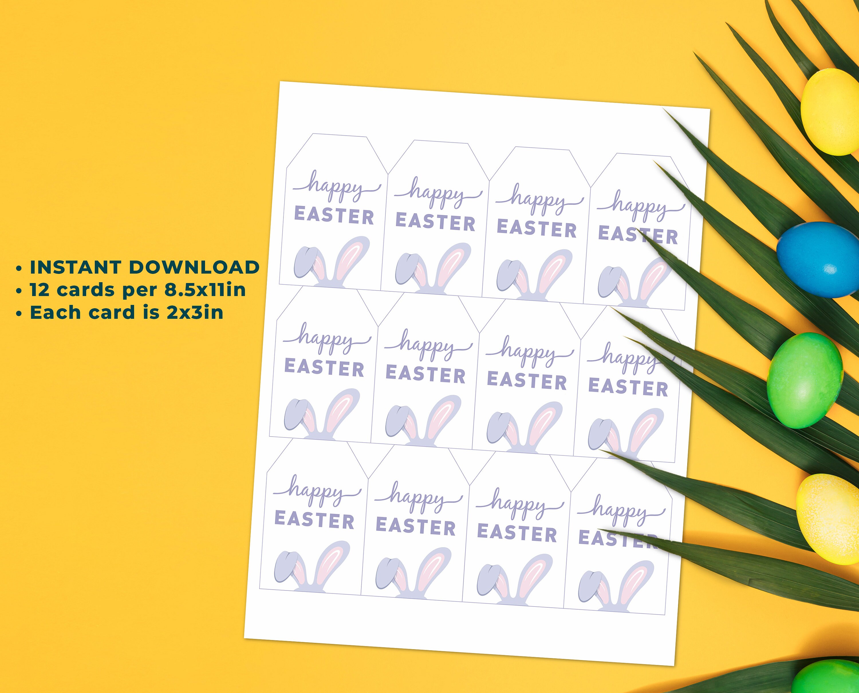 Happy Easter Tag, Easter Bunny Print, Easter Basket Gift Tag, Easter ...