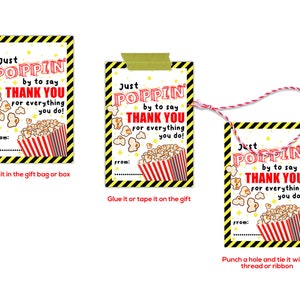 Popcorn Gift Tag Printable, Just Poppin by to Say Thank You Gift Tag ...