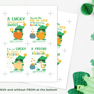 Gnome St Patricks Day Gift Tags, St. Patty's Treat Bags, Rainbow Pot of ...