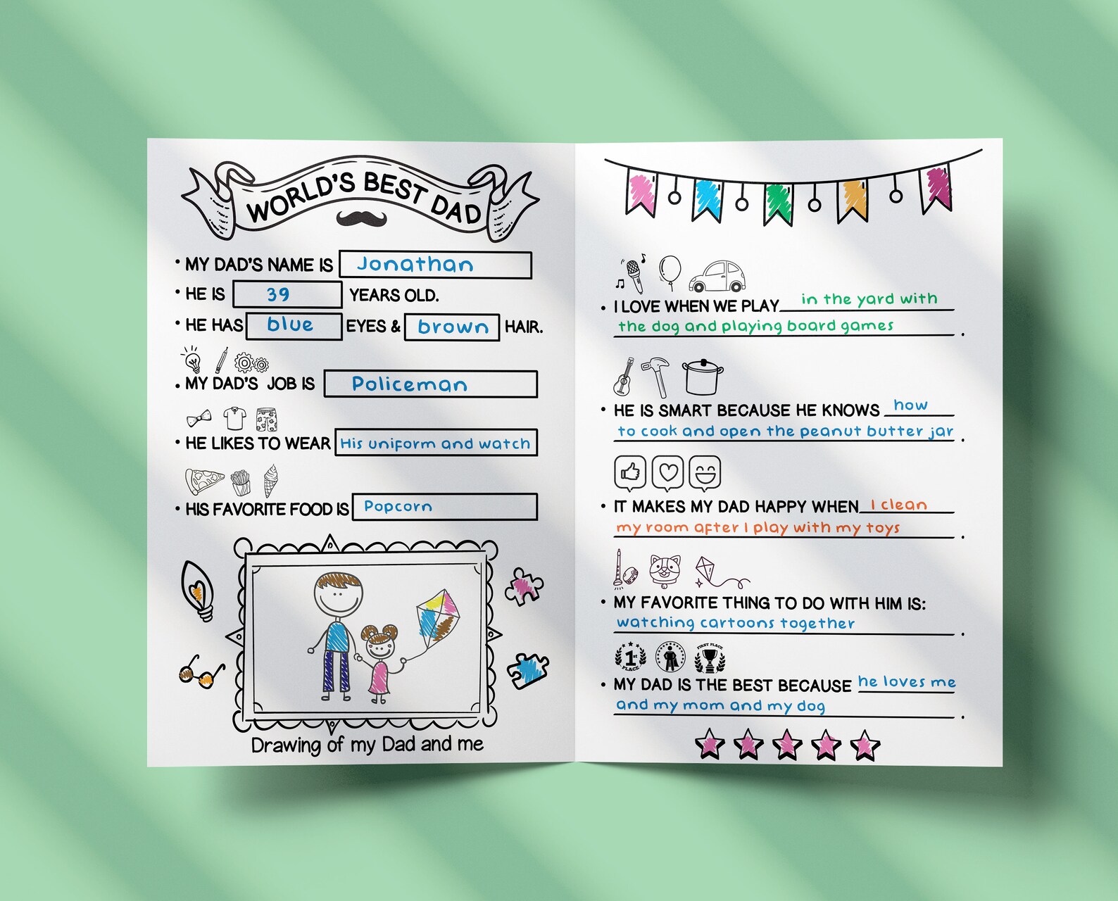 All About Dad Questionnaire Father's Day Fill In Dad - Etsy