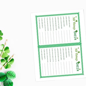 All Things Green Game, Printable St. Patrick's Games for Kids, Family ...
