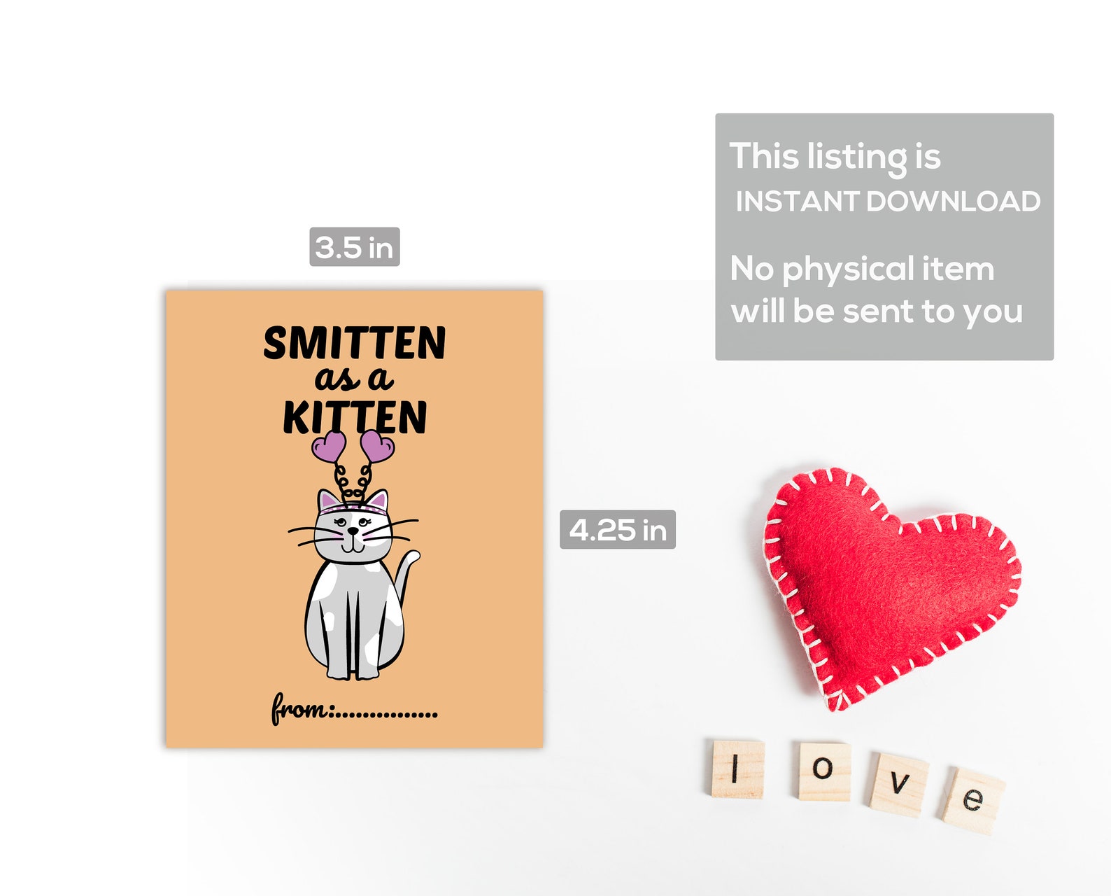 Cat Valentine Card Classroom Kids Valentines Cards Set of 6 - Etsy