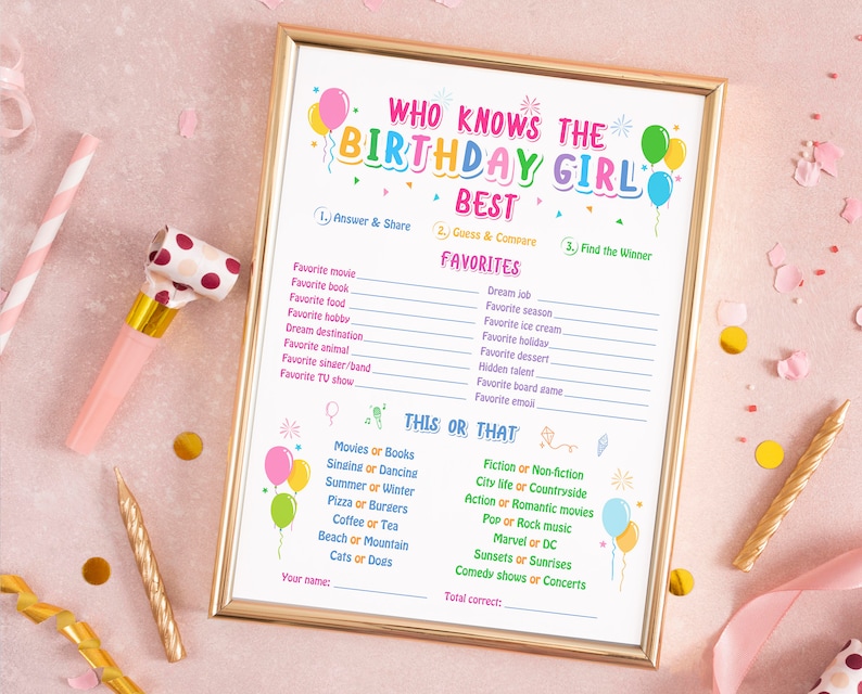 Birthday Girl Trivia Quiz Game, Printable Birthday Activity (PDF, JPG ...