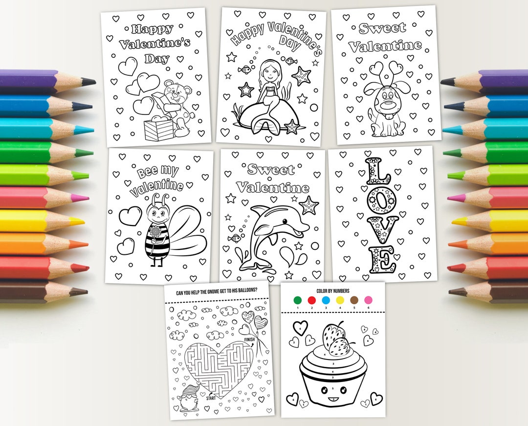 Valentine's Day Coloring Pages for Kids ,valentine Party Activity ...