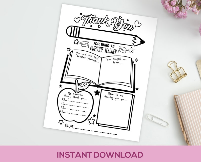 Teacher Appreciation Week Printable All About My Teacher - Etsy