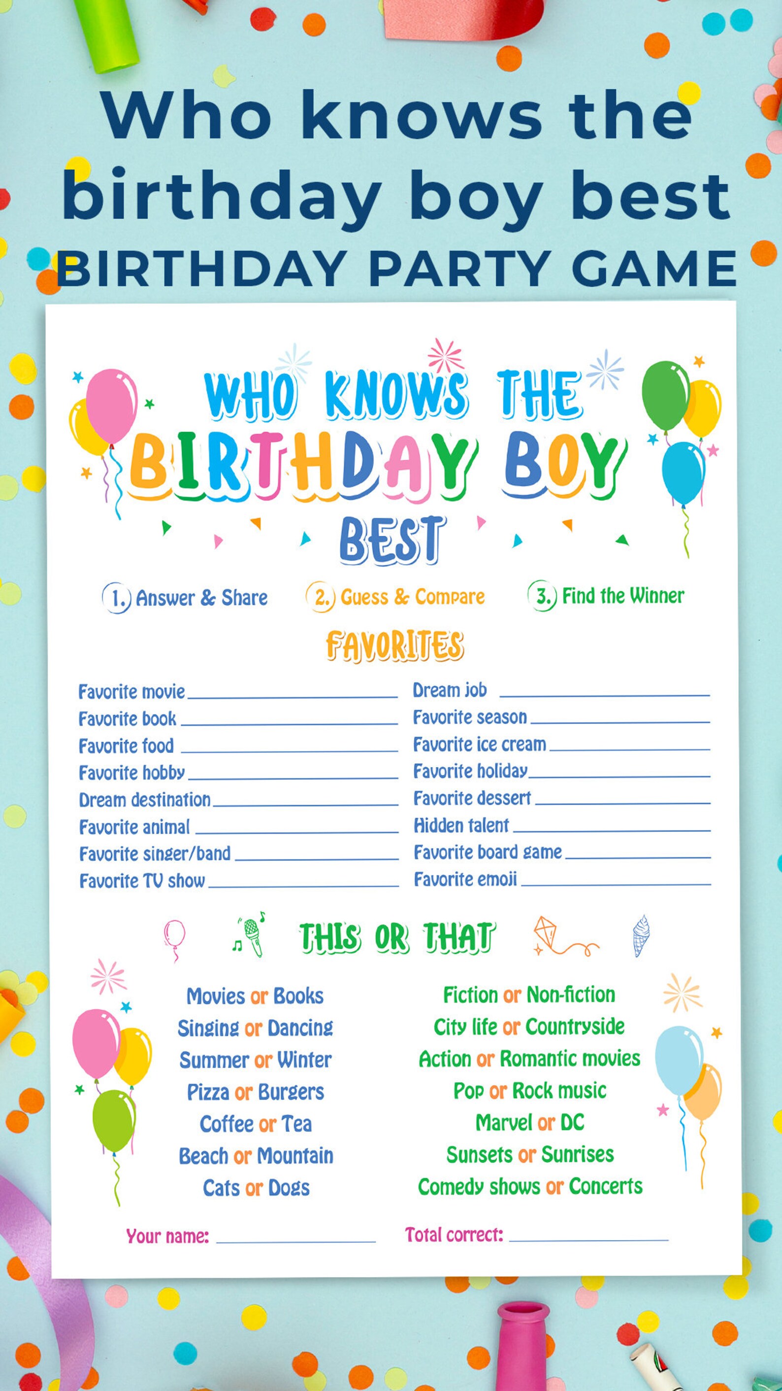 Who Knows the Birthday Boy Best, How Well Do You Know Questionnaire ...
