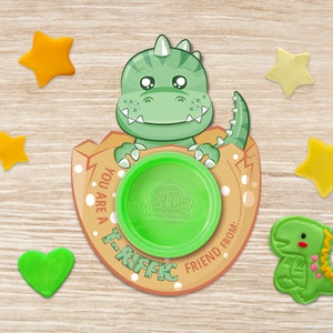 Dinosaur Play Doh Cards, Dinosaur Playdoh Birthday Party, Dino Favor ...