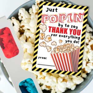 Popcorn Gift Tag Printable, Just Poppin by to Say Thank You Gift Tag ...