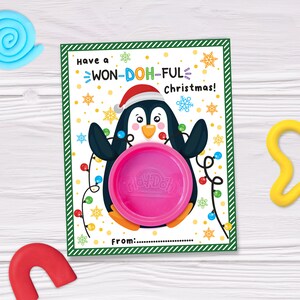 Christmas Play Doh Holder Penguin, Printable Holiday Class Gifts ...