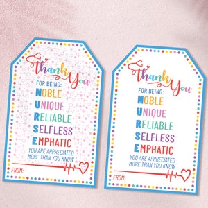 Nurse Appreciation Gift Tags Printable - Etsy