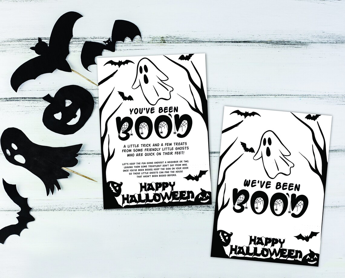 You've Been Booed Printable Card and Sign Halloween Booed - Etsy