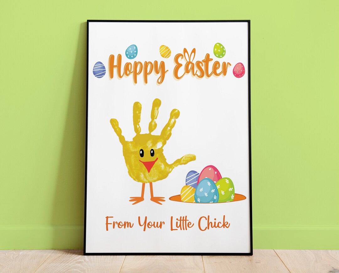 Baby Chick Handprint Art, Hoppy Happy Easter, Handprint Craft for Kids ...