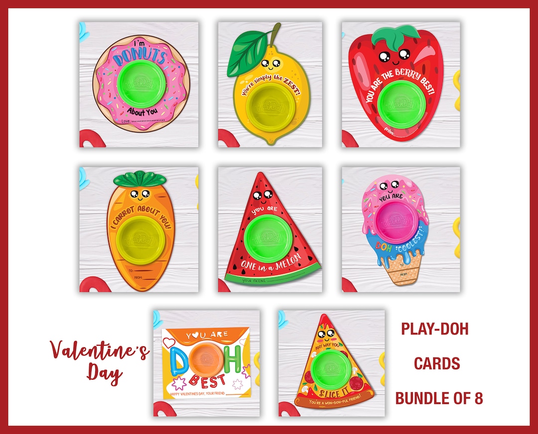 Play-doh Cards Printable Bundle of 8, Playdoh Tags for Birthday Party ...