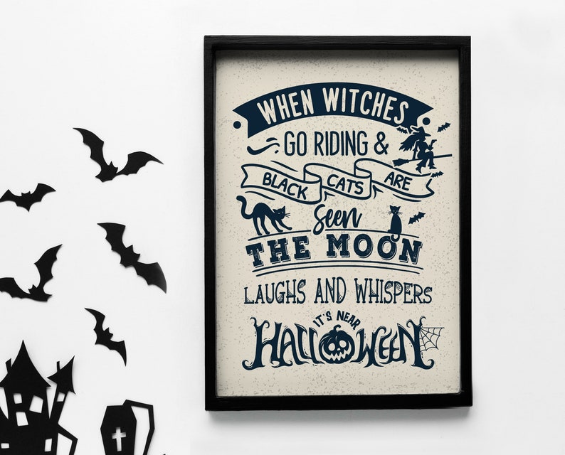 When Witches Go Riding Halloween Poster Happy Halloween - Etsy