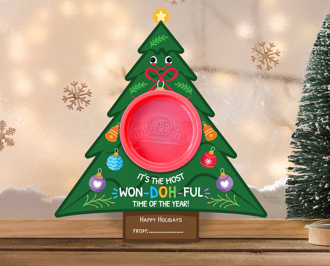 Printable Playdough Christmas Tree Gift for Kids, Classroom Party Favor ...