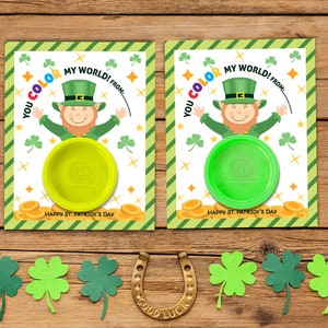 St. Patrick's Day Play Doh Cards Printable, Printable Class St Patricks ...