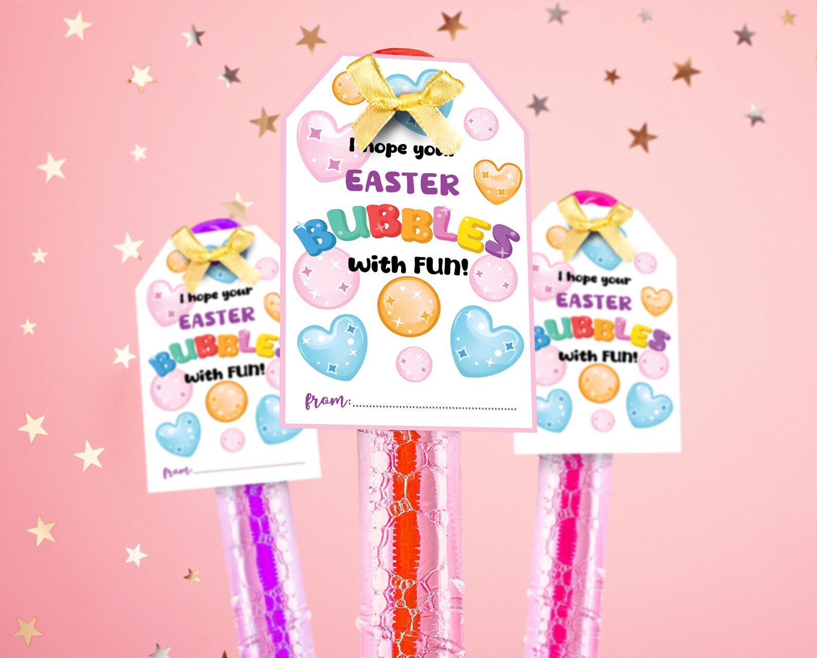 Easter Bubble Wand Tags: Printable Non- Candy School Favors (digital ...