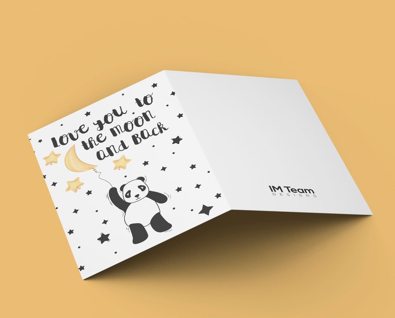 Cute Panda Card Printable I Love You to the Moon and Back - Etsy
