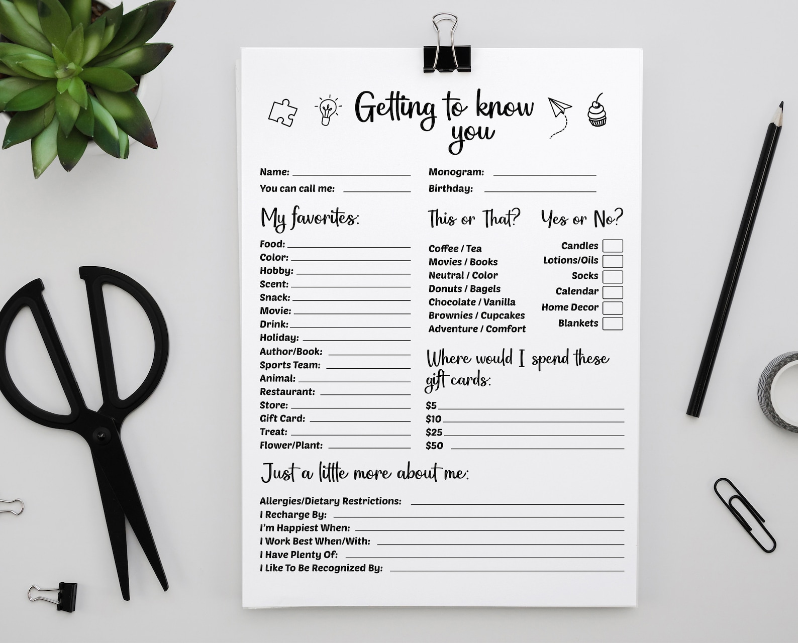 Getting to Know You Printable Survey, Coworker Questionnaire (PDF/JPG ...
