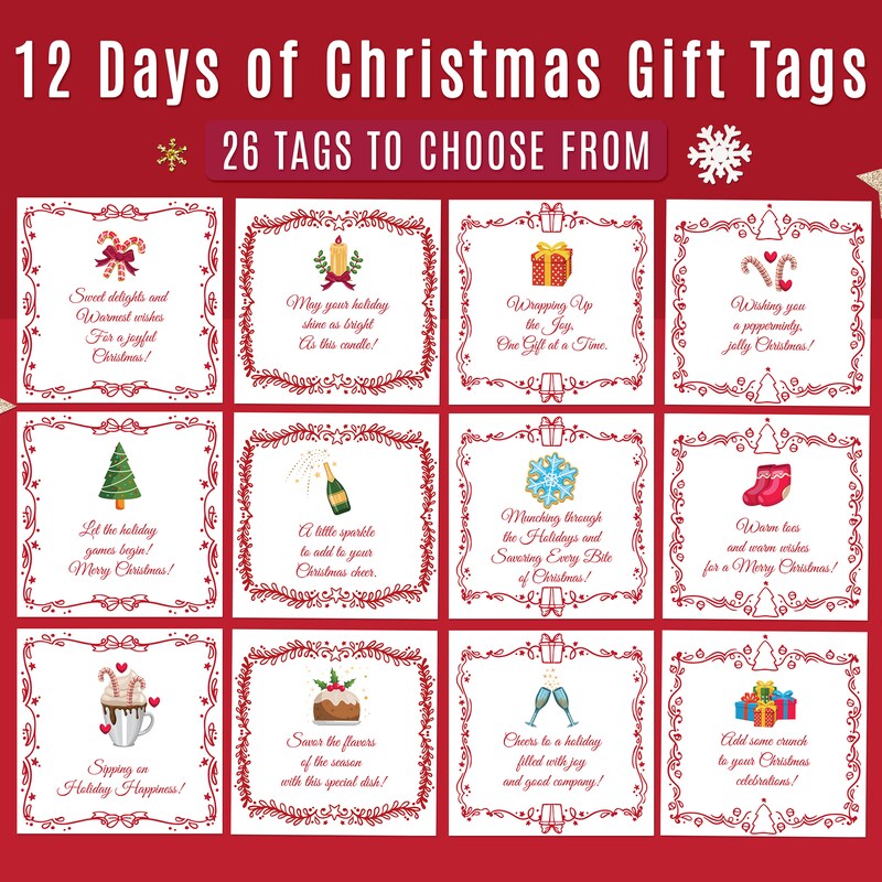 12 Days of Christmas Tags - Etsy