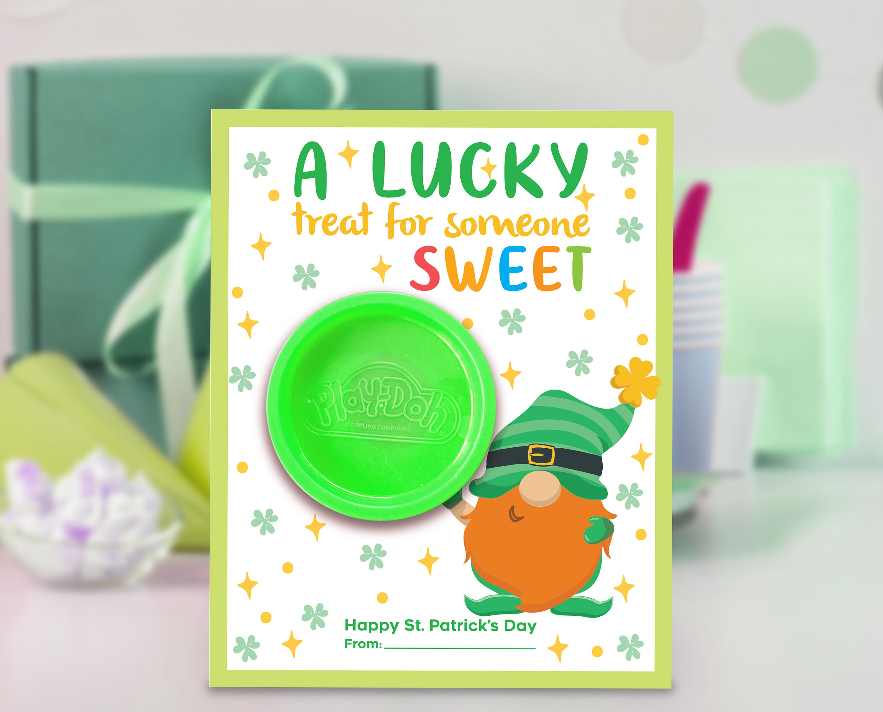 Gnome St. Patrick's Day Play-doh Cards, Classroom Gifts (printable) - Etsy